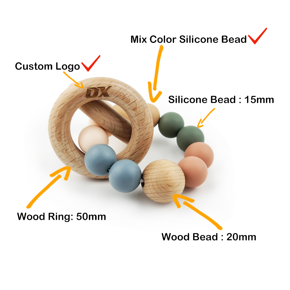 Silicone Wooden Teether Ring | siliconedx